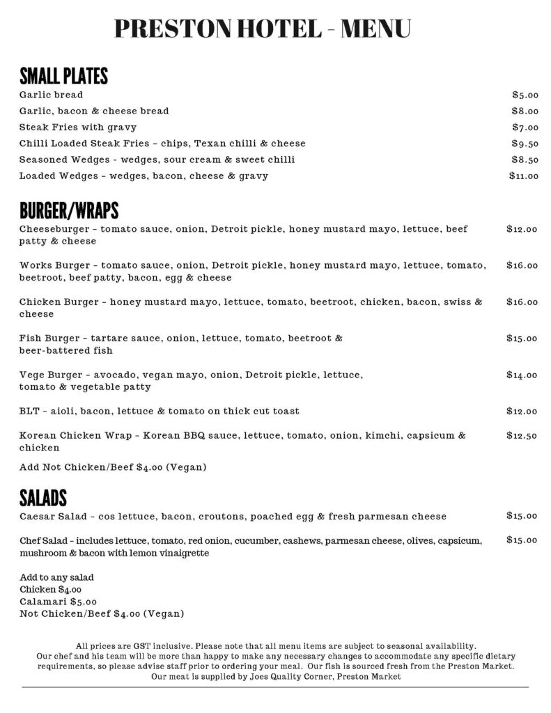 Preston Hotel 2020 Menu - WEB_Page_1 - Preston Hotel